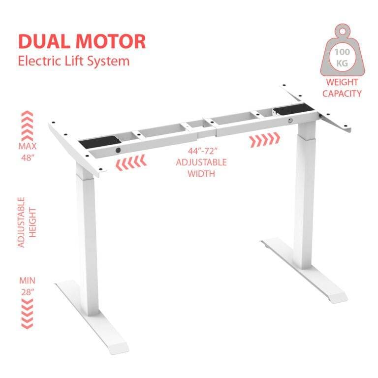 Dual Motor Electric Height Adjustable Desk Frame 3 Stage TiMotion