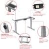 Dual Motor Electric Height Adjustable Desk With Table Top 3 Stage