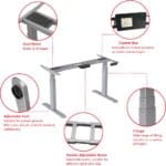 Dual Motor Electric Height Adjustable Desk With Table Top 3 Stage