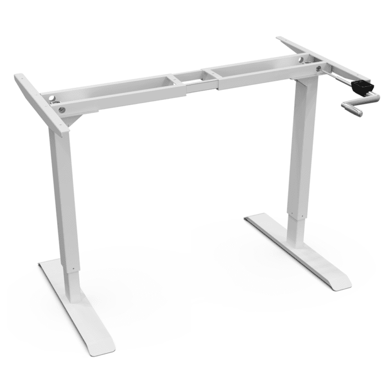 Manual Height Adjustable Desk With Table Top Frame Color - White